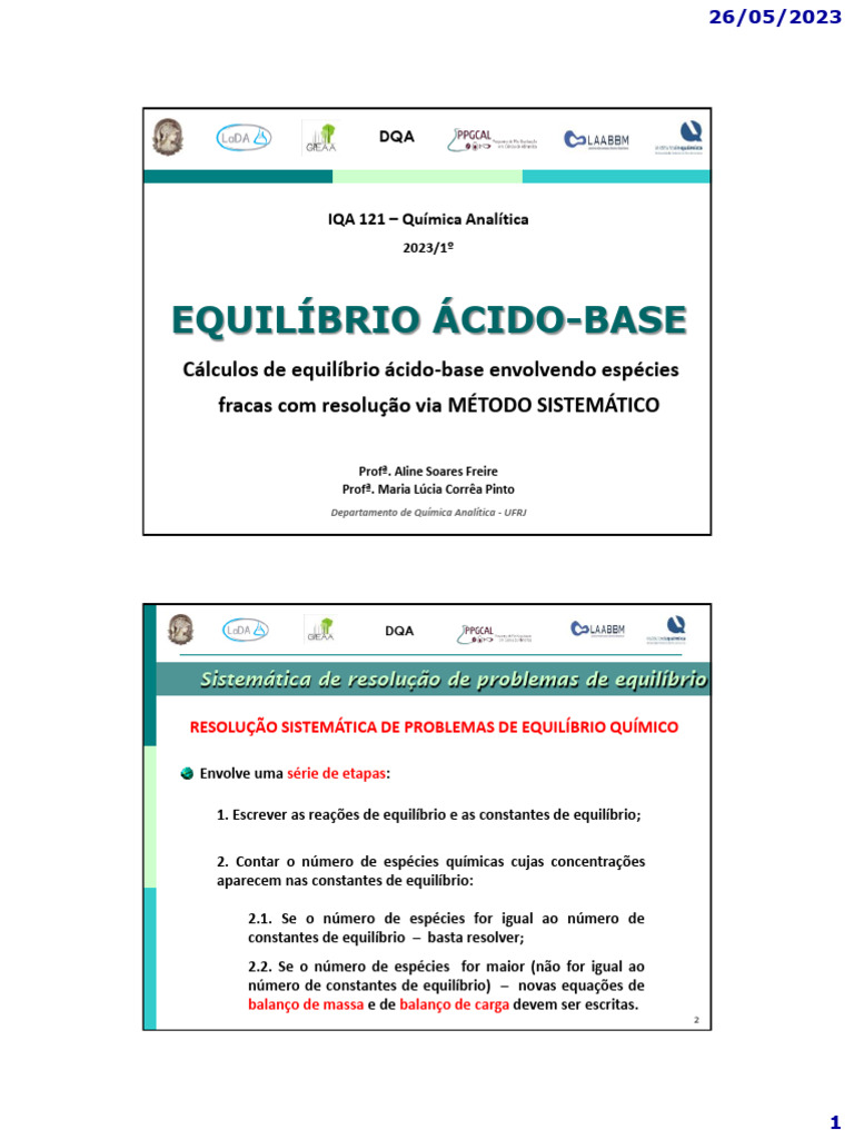 IQA 121M (ASF) 2023.1 - Mod. II - Aulas 2B e 3 - Eq. Ácido Base - Parte ...