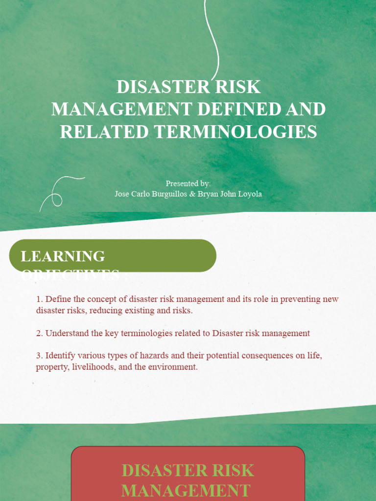 8.1 Disaster Risk Management Defined and Related Terminologies | PDF ...