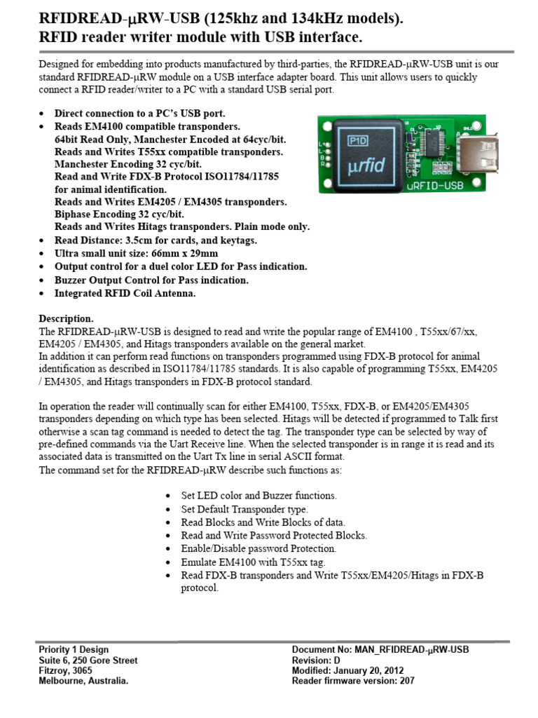 Rfid Reader Usb | PDF