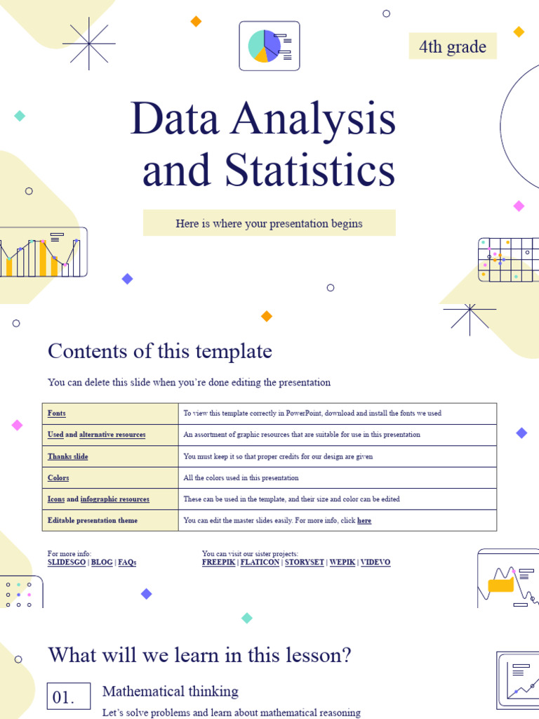 Data Analysis and Statistics - 4th grade by Slidesgo | PDF