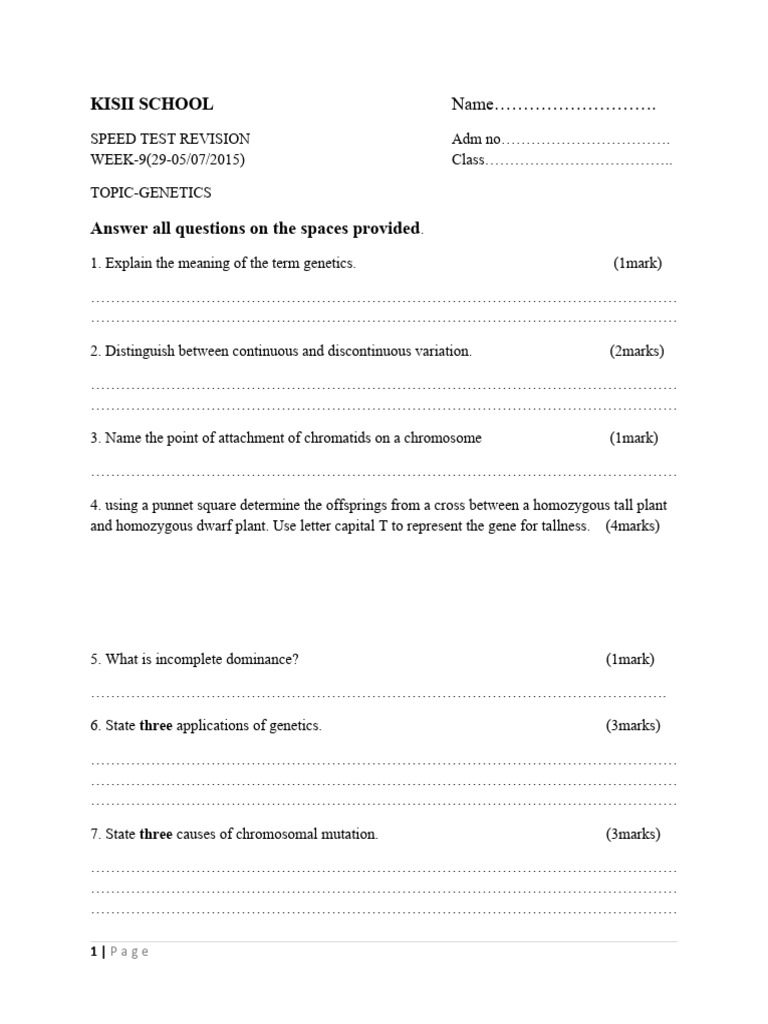 Revision Genetics f4 2015 | PDF | Biological Evolution | Evolutionary ...