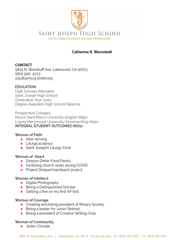 Senior Capstone Resume Template | PDF