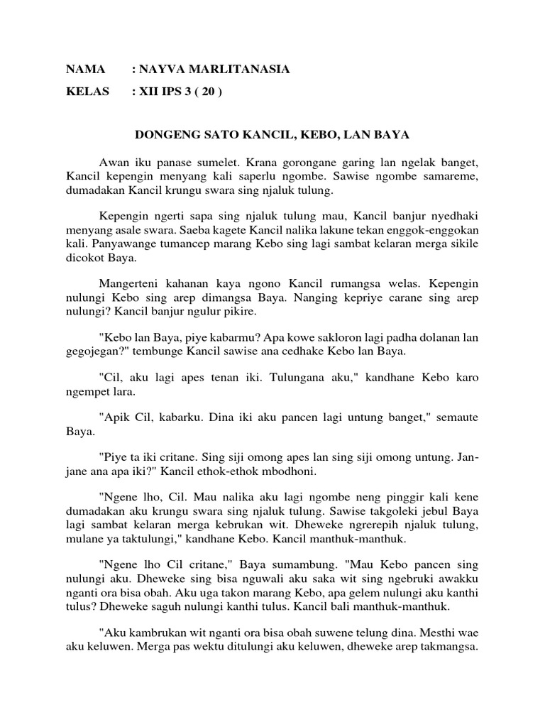 Dongeng Sato Kancil Kebo Lan Baya Pdf