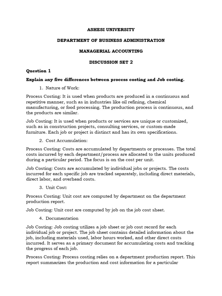 Managerial Accounting Discussion Set 2 Answers Pdf Economies