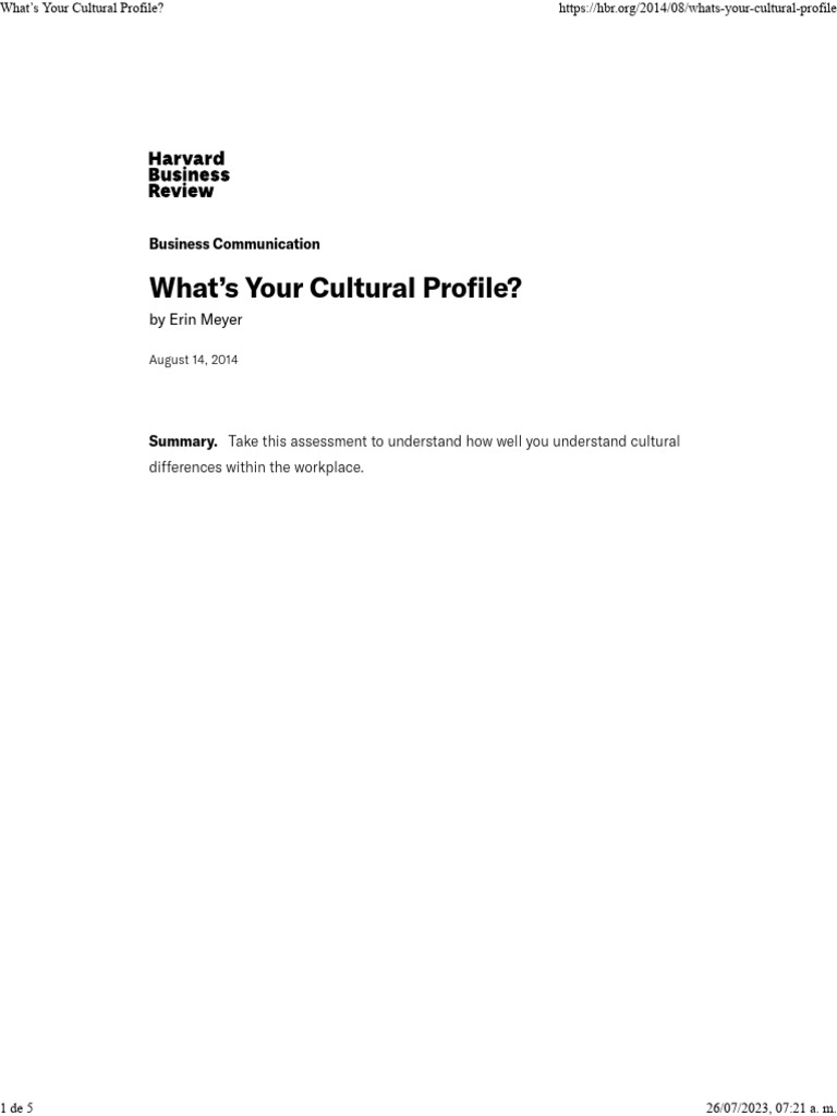 Cultural Profile Assessment Guide | PDF | Science & Mathematics