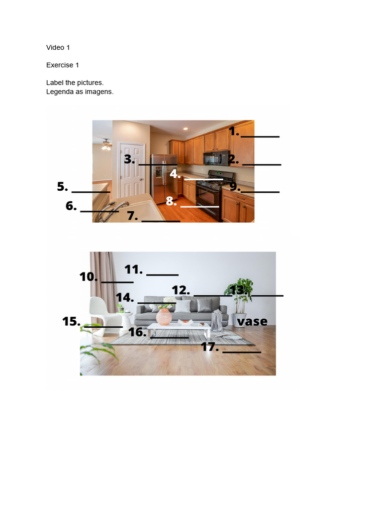 Week9 Worksheets | PDF | Room | Furniture