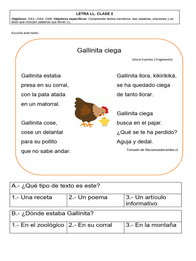 Letra Ll-.Clase 2 | PDF