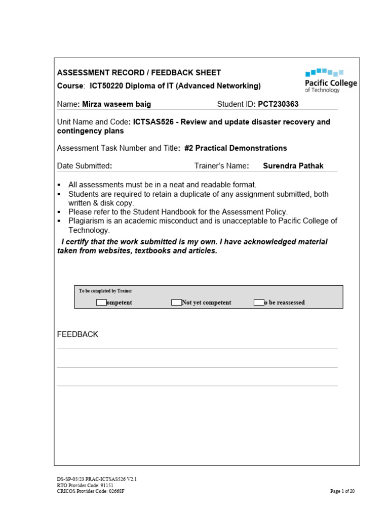 Assessment 2 Practical Demonstration Ictsas526 Pdf Cloud