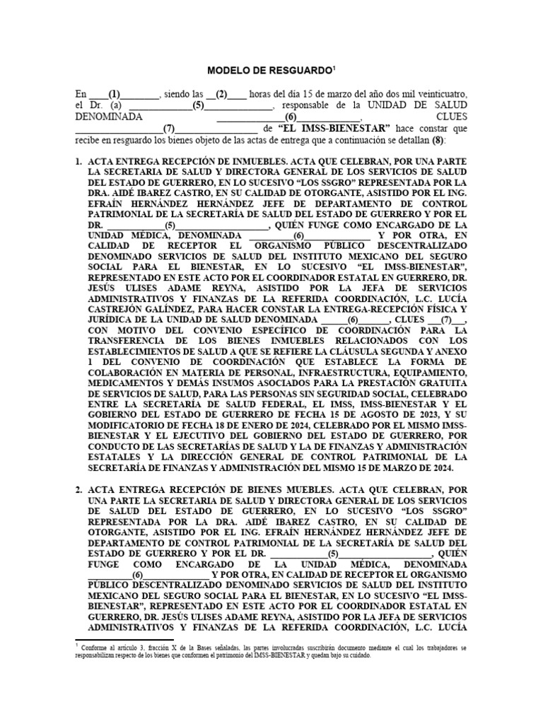 Modelo de Resguardo Resguardo VD Lleno 140324 | PDF