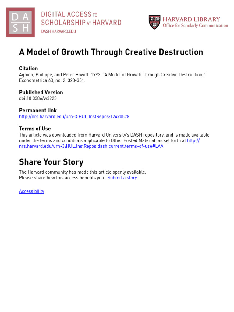 A Model of Growth Through Creative Destruction | PDF