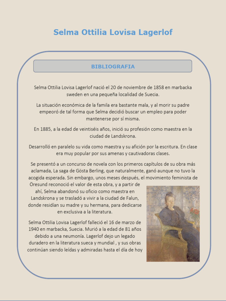 Selma Ottilia Lovisa Lagerlof | PDF | Selma Lagerlöf