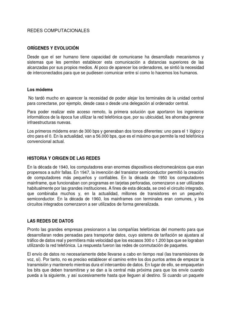 Redes Computacionales1 | PDF | Red de computadoras | Modelo osi