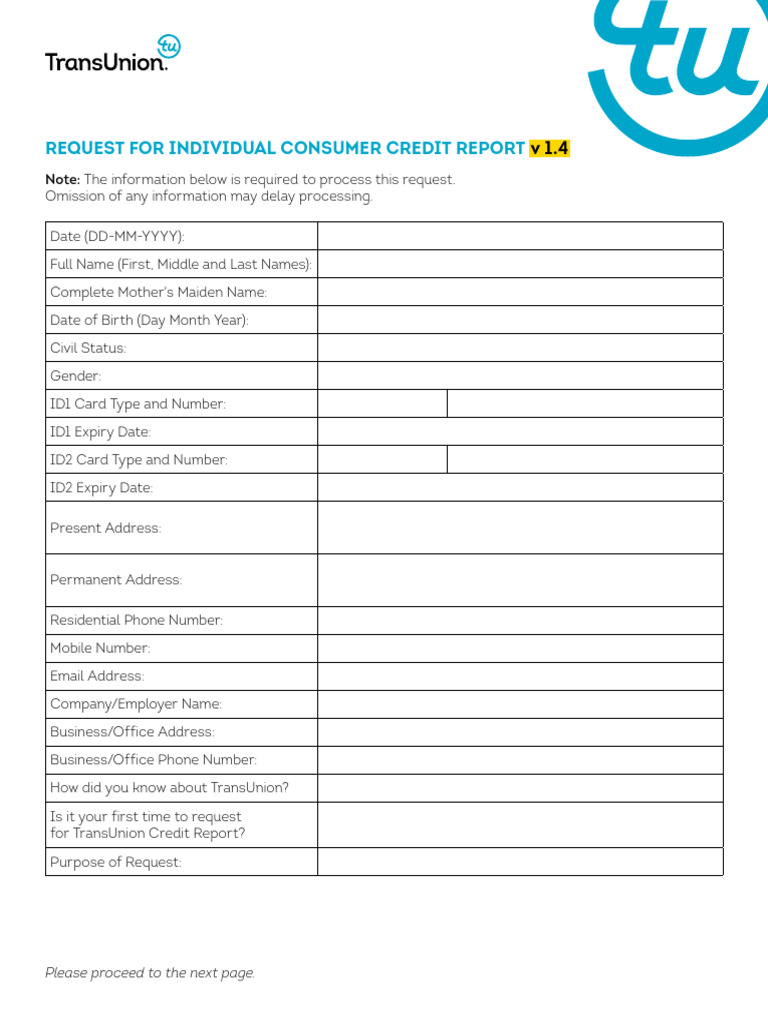 Tuph Credit Report Application Form | PDF