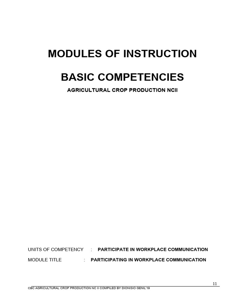 Agri Crops NC II Modules of Instructiondocx | PDF | Occupational Safety ...