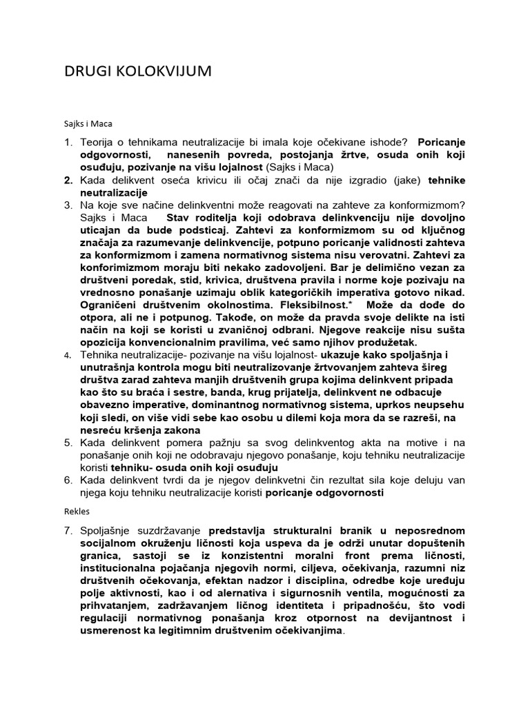 Drugi Kolokvijum | PDF