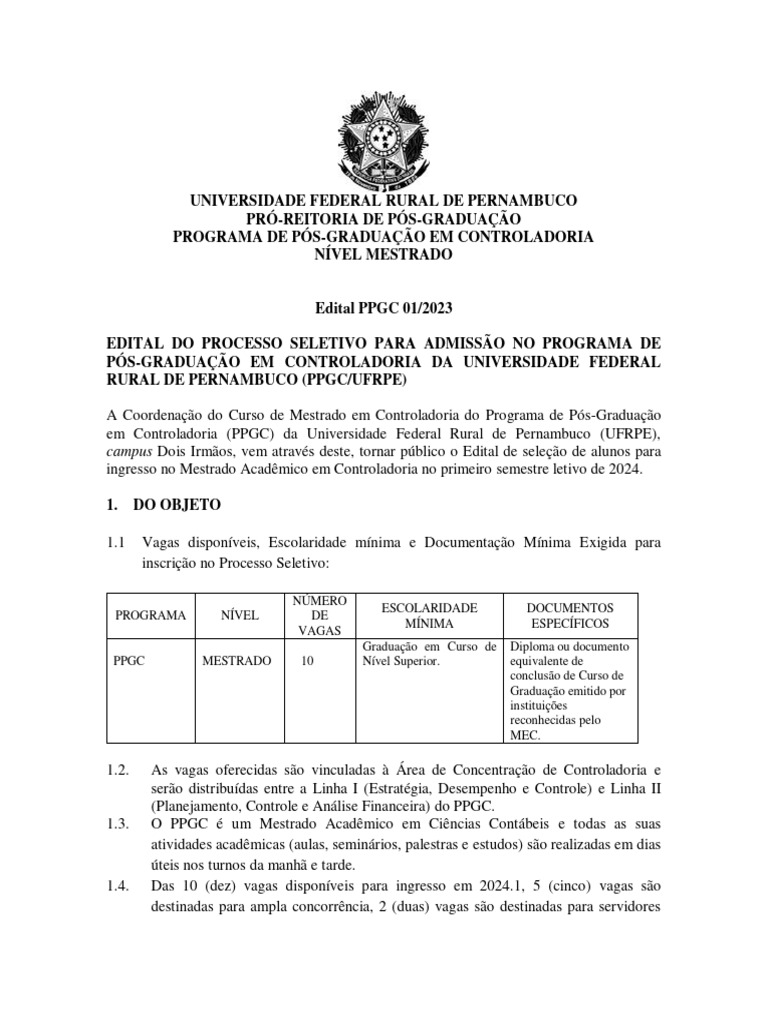 Edital de Seleo 01 2023 | PDF
