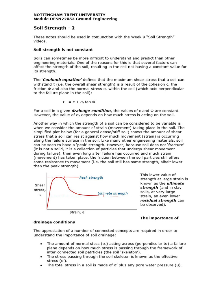 Week 9. Soil Strength 2 - Notes | PDF | Strength Of Materials | Soil ...