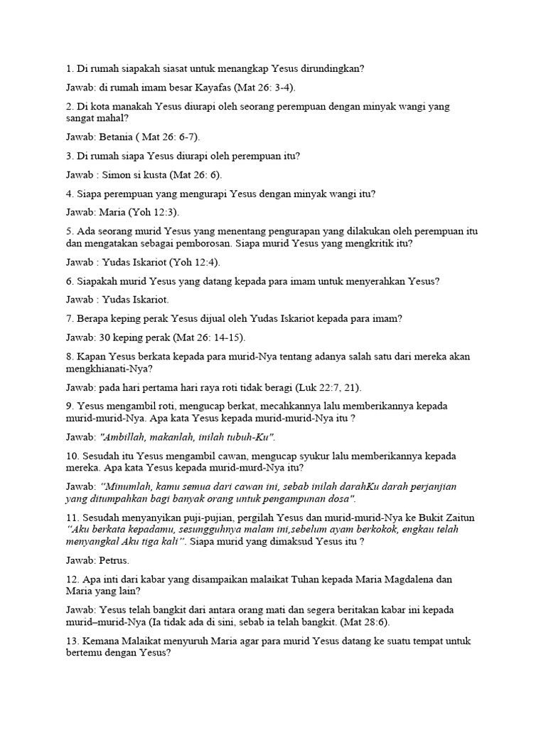 Soal Soal Cca Seputran Paskah | PDF | Ilmu Sosial | Agama & Spiritualitas