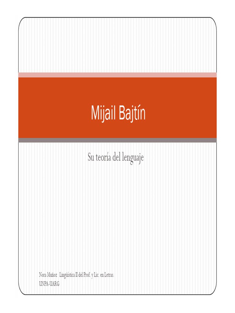 1 Mijail Bajtín Teoría Lenguaje | PDF | Lingüística | Habla