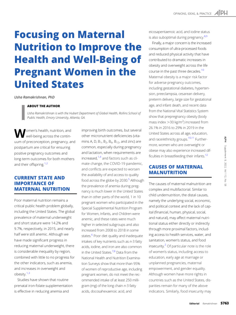 Focusing On Maternal Nutrition To Improve The Health and Well-Being of ...