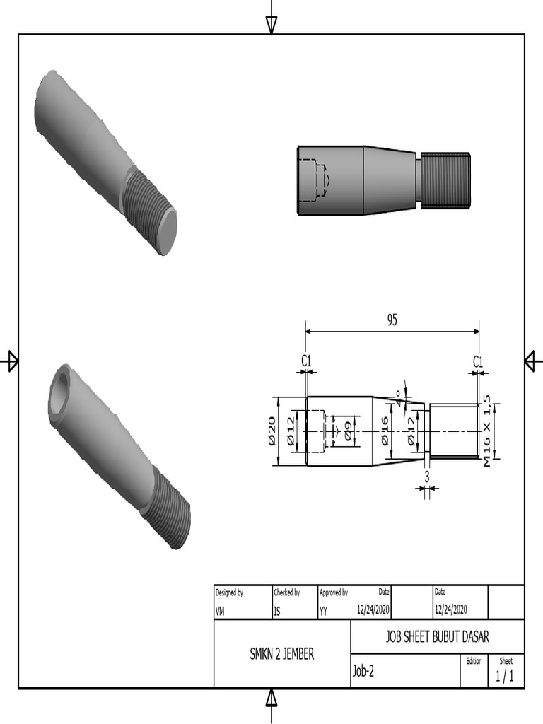Job-2 Bubut Dasar-4 | PDF