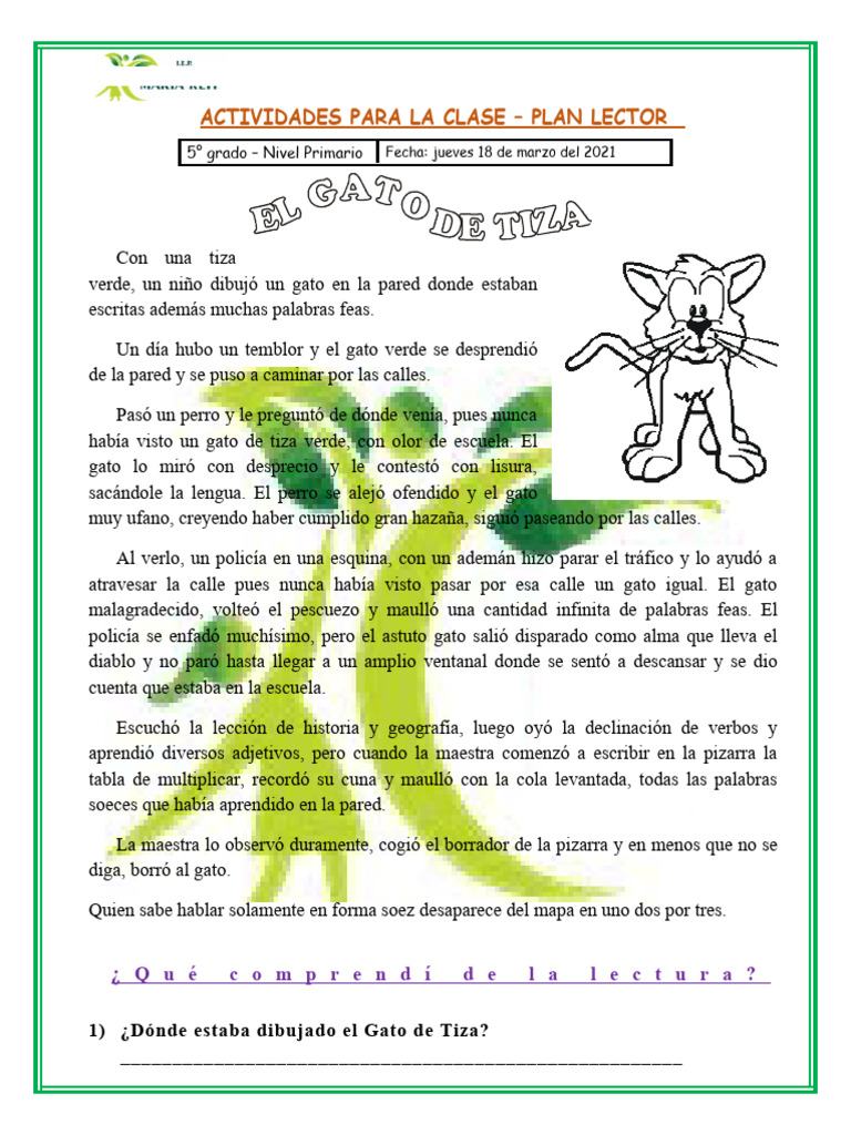 Plan Lector para Clase 01 | PDF Plan Lector para Clase 01 | PDF