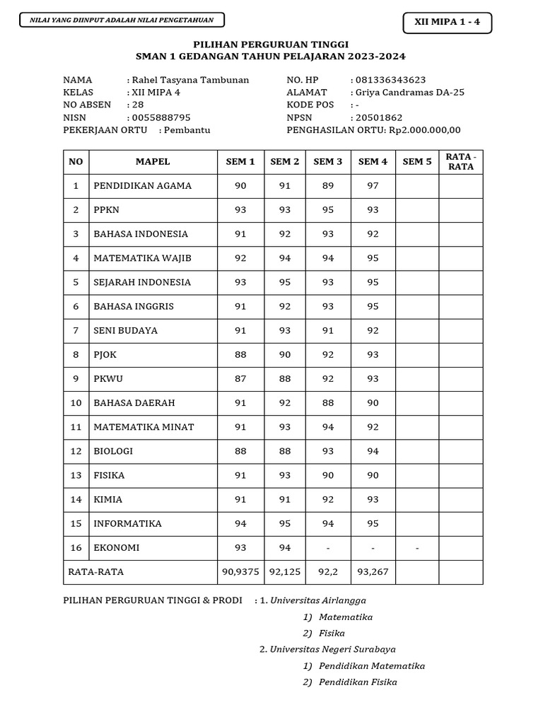 Xii Mipa 4 - Rahel Tasyana Tambunan | PDF