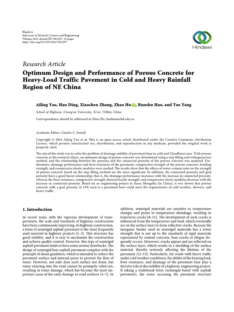 Optimum Design and Performance of Porous Concrete For Heavy-Load ... Optimum Design and Performance of Porous Concrete For Heavy-Load ...