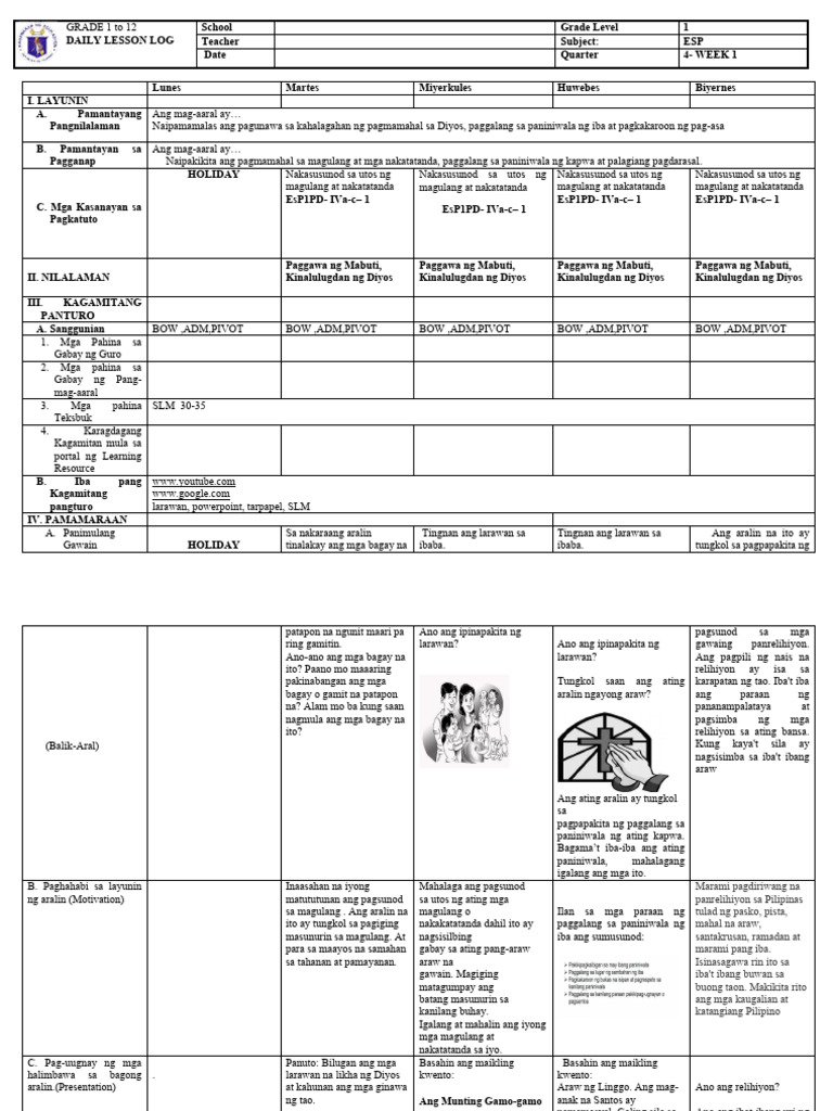 Q4-GRADE-1-ESP-W1 | PDF