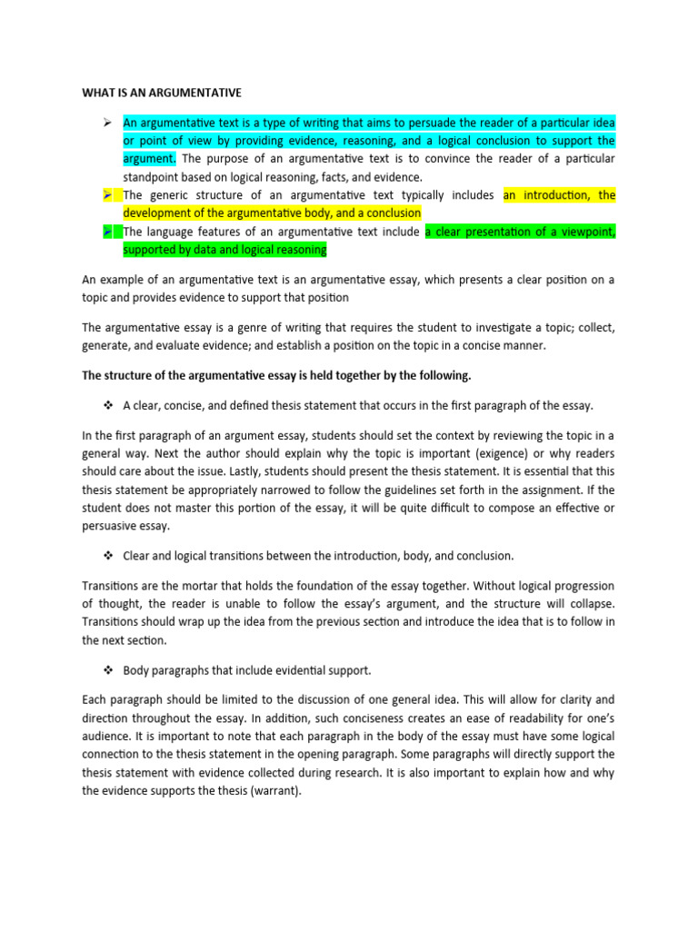 Understanding Argumentative Texts | PDF | Essays | Critical Thinking