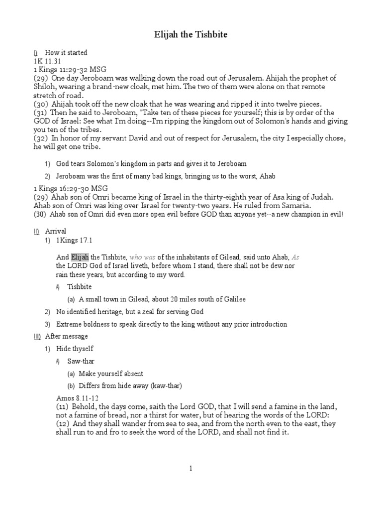 Elijah The Tishbite | PDF | Elijah | Prayer
