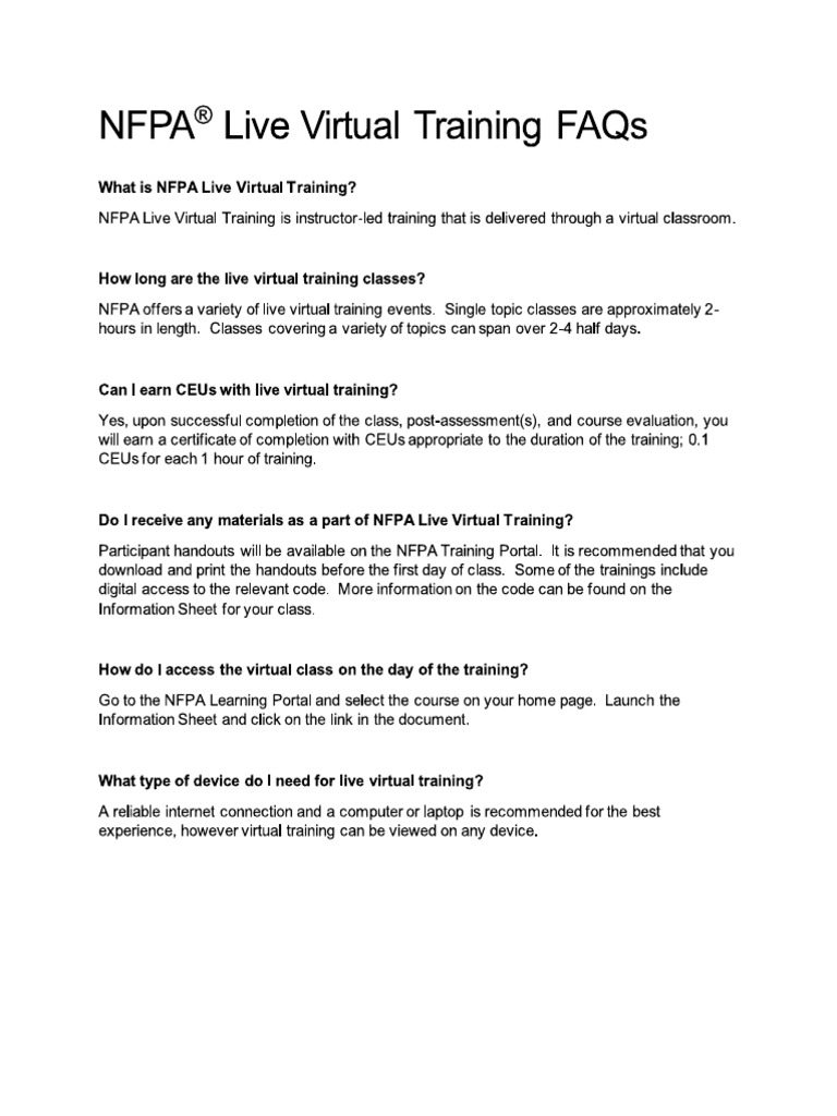Live Virtual Training Frequntly Asked Questions | PDF