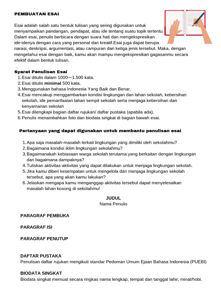 Format Dan Contoh Penulisan Esai Yang Bener | PDF