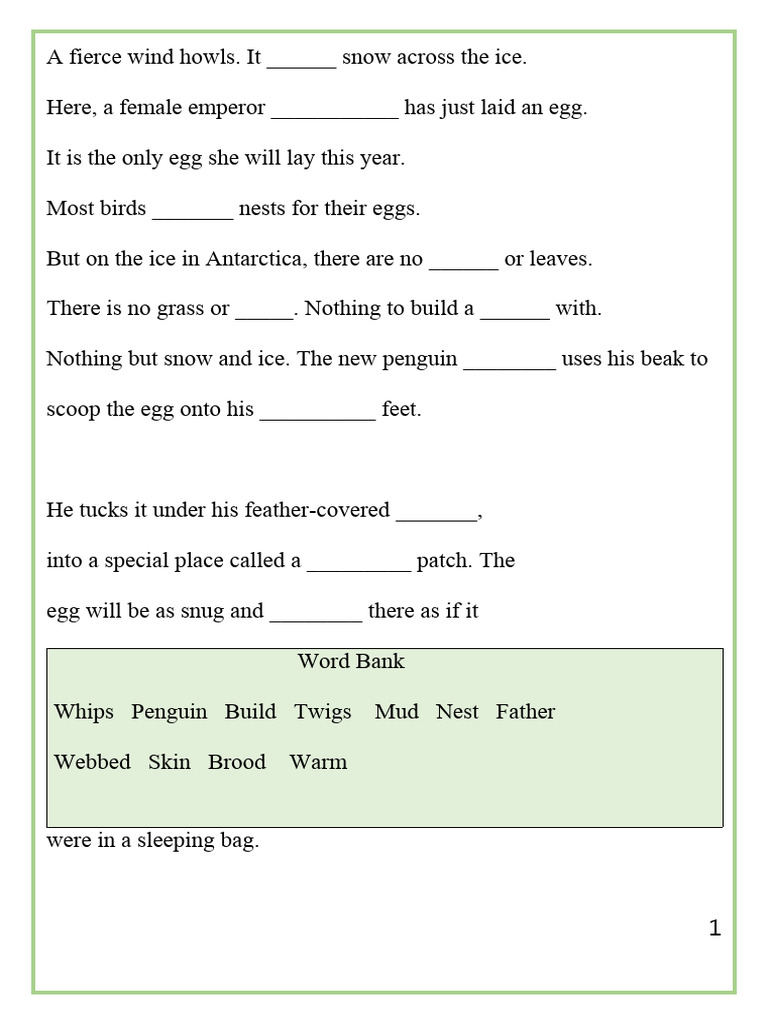 Dictation - Penguin Chick | PDF | Penguin | Birds