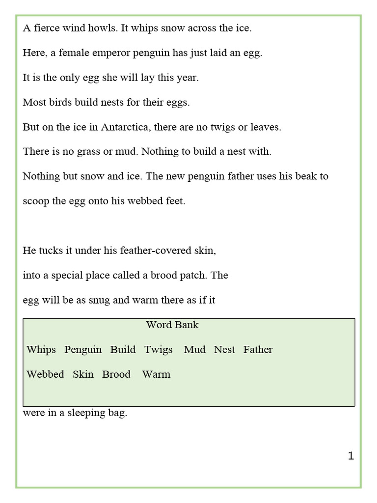 Dictation - Kumak's Fish | PDF | Penguin | Birds