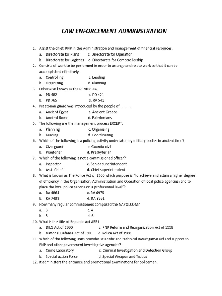 LAW-ENFORCEMENT-ADMINISTRATION (1) | PDF | Police | Inspector