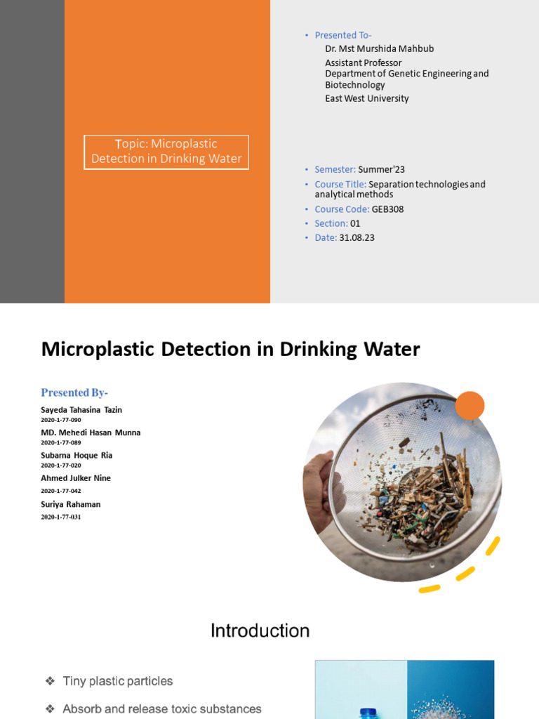 Microplastic Detection in Water Analysis | PDF | Spectroscopy | Raman ...