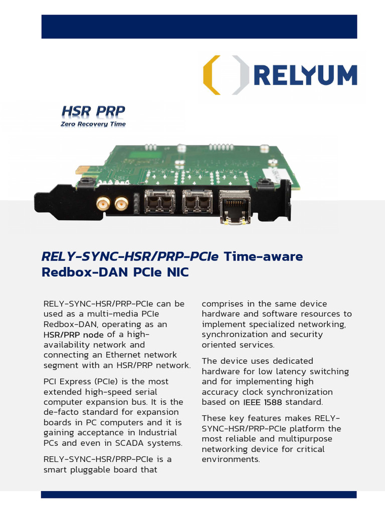 Brochure-RELY SYNC HSRPRP PCIe-v2 | PDF | Computer Network | Ethernet