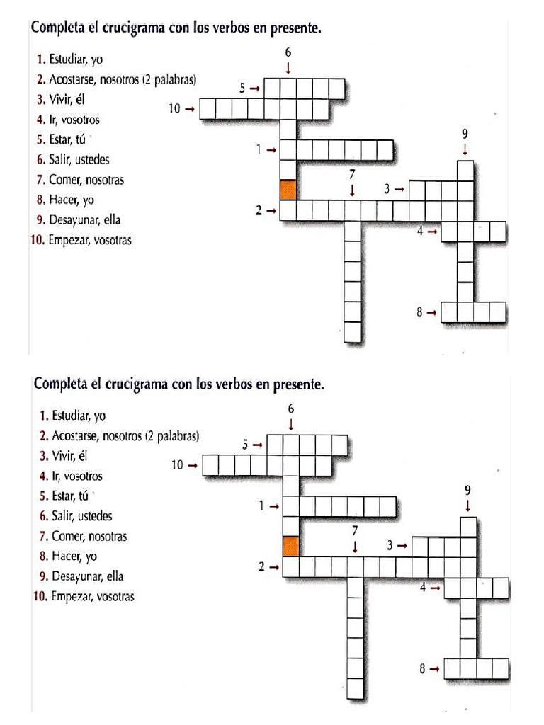 Crucigrama de Verbos | PDF