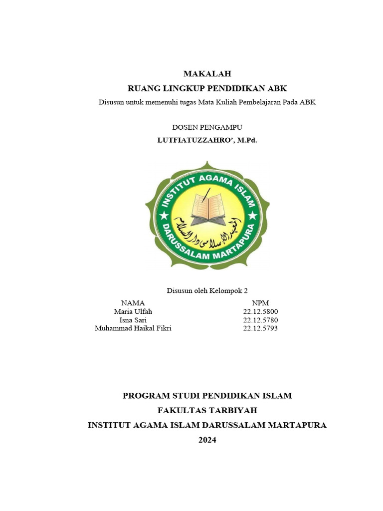 Kel.1 RUANG LINGKUP PENDIDIKAN ABK Fix | PDF