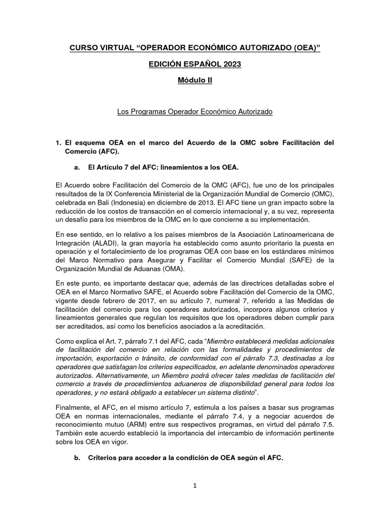 Curso OEA: Facilitación del Comercio 2023 | PDF | aduana | Logística