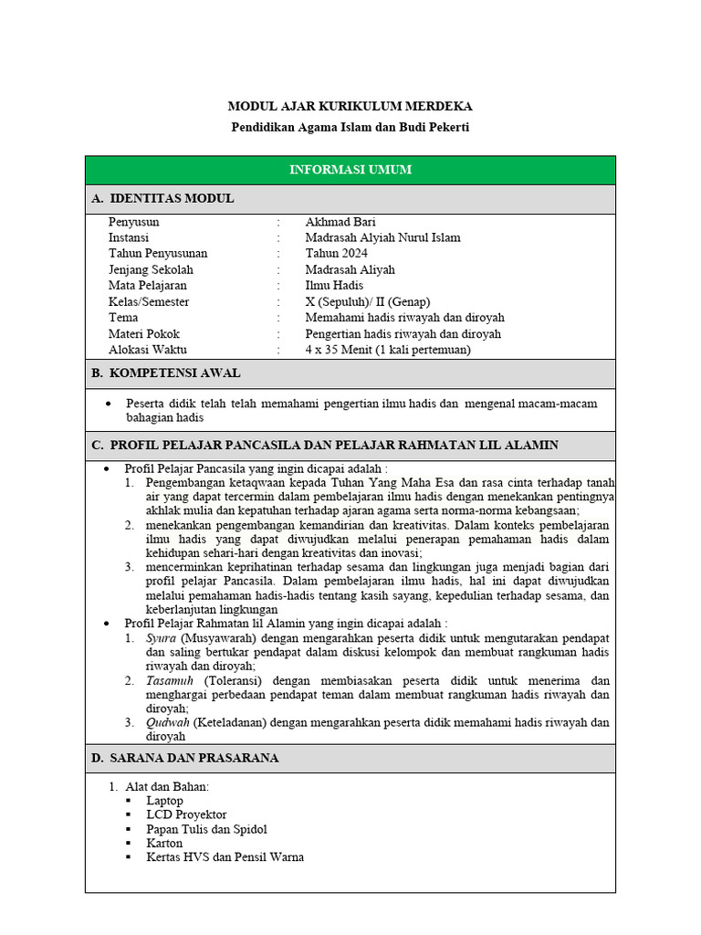 Contoh Modul Ajar PJBL IKM | PDF | Karier & Perkembangan | Sains & Matematika