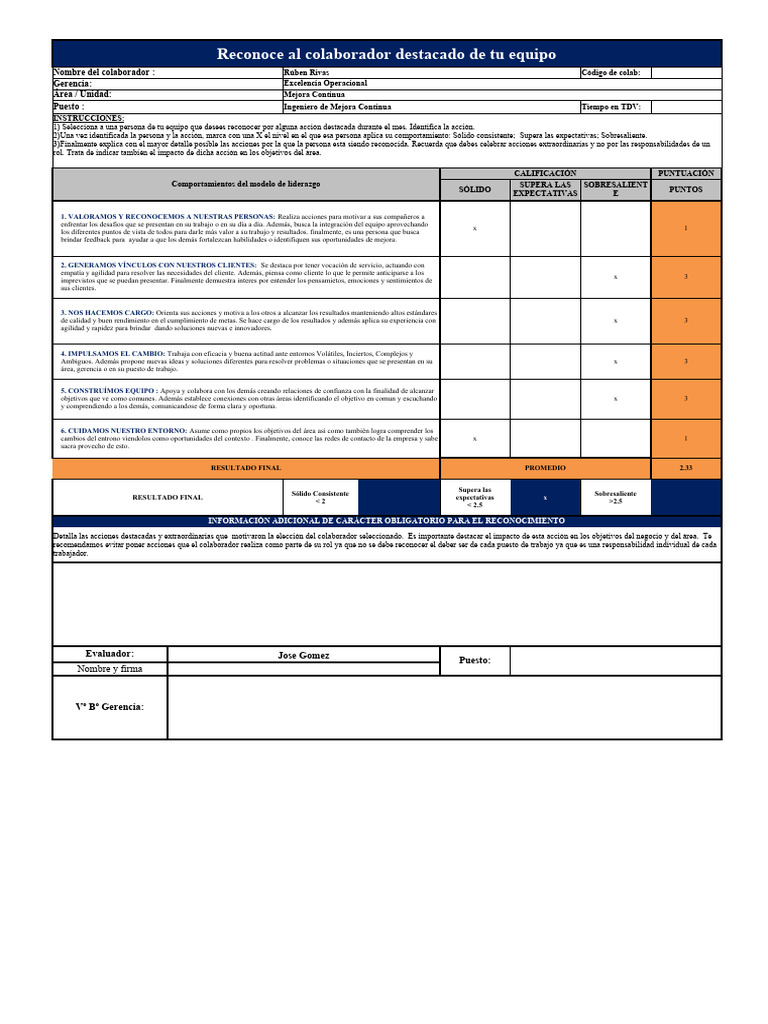 NUEVO FORMATO DE EVALUACIÓN COLABORADOR DESTACADO - Ruben Rivas | PDF ... NUEVO FORMATO DE EVALUACIÓN COLABORADOR DESTACADO - Ruben Rivas | PDF ...