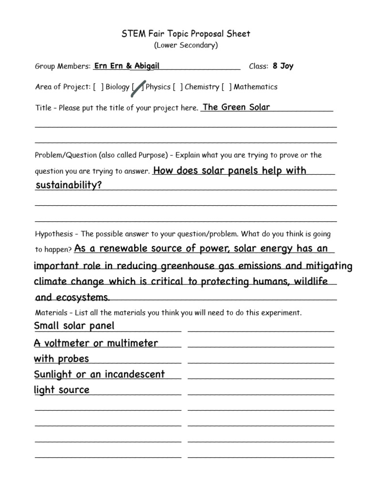 STEM Fair Proposal | PDF | Direct Current | Solar Panel