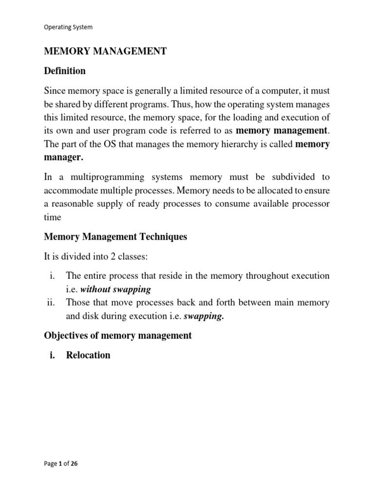 Memory Management | PDF | Computer Data Storage | Process (Computing) Memory Management | PDF | Computer Data Storage | Process (Computing)