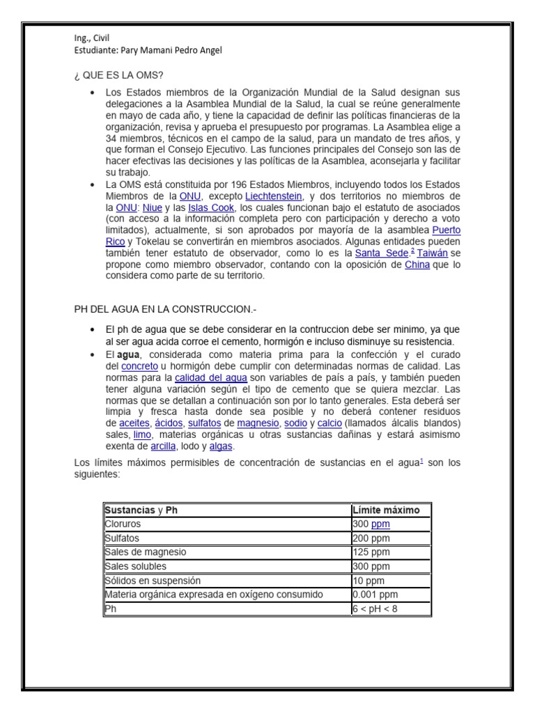 Que Es La Oms | PDF | Organización Mundial de la Salud | Agua