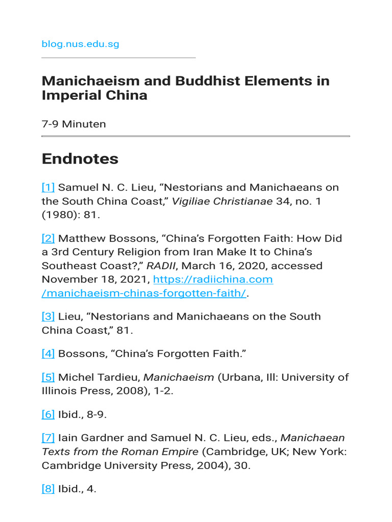 Manichaeism and Buddhist Elements in Imperial China | PDF | China ...