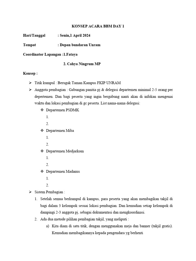 Rundown Acara Day 1 BBM 2024 | PDF