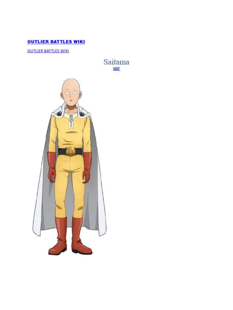 Saitama: Outlier Battles Wiki Outlier Battles Wiki | PDF
