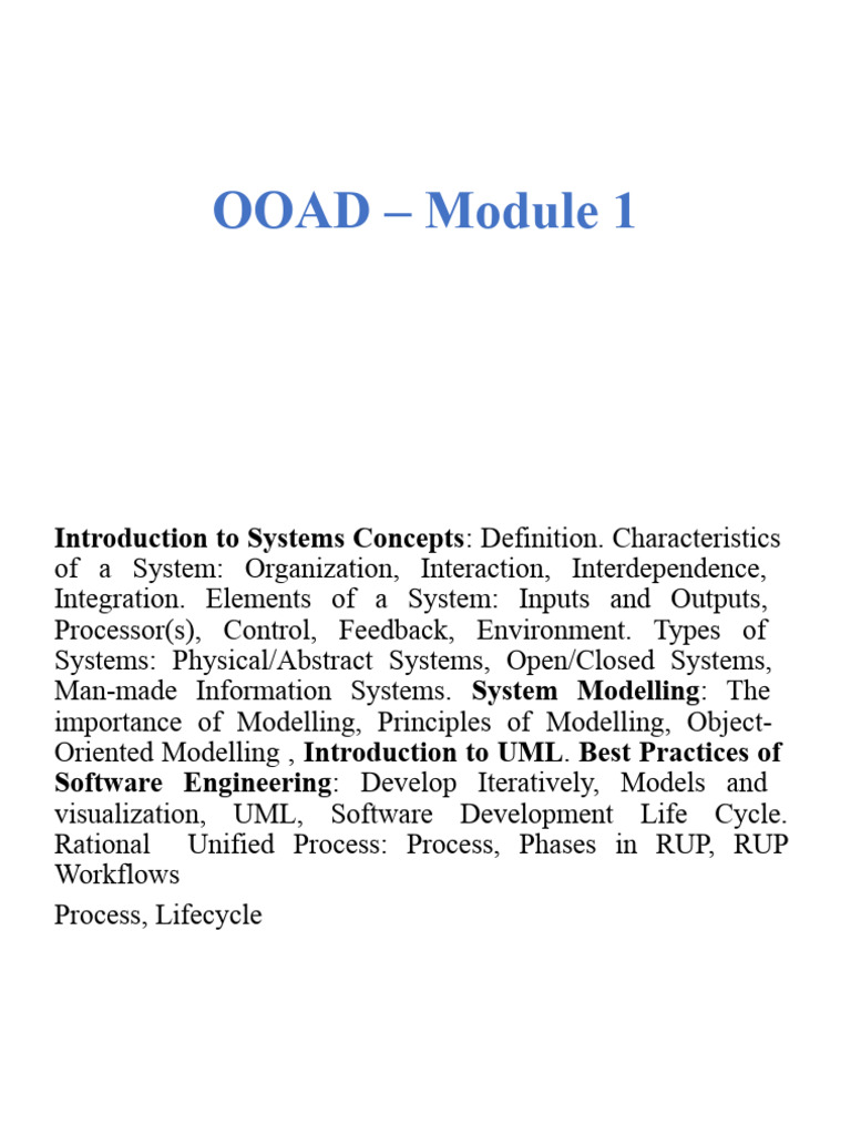 Ooad Module 1 Pdf Unified Modeling Language Class Computer Programming